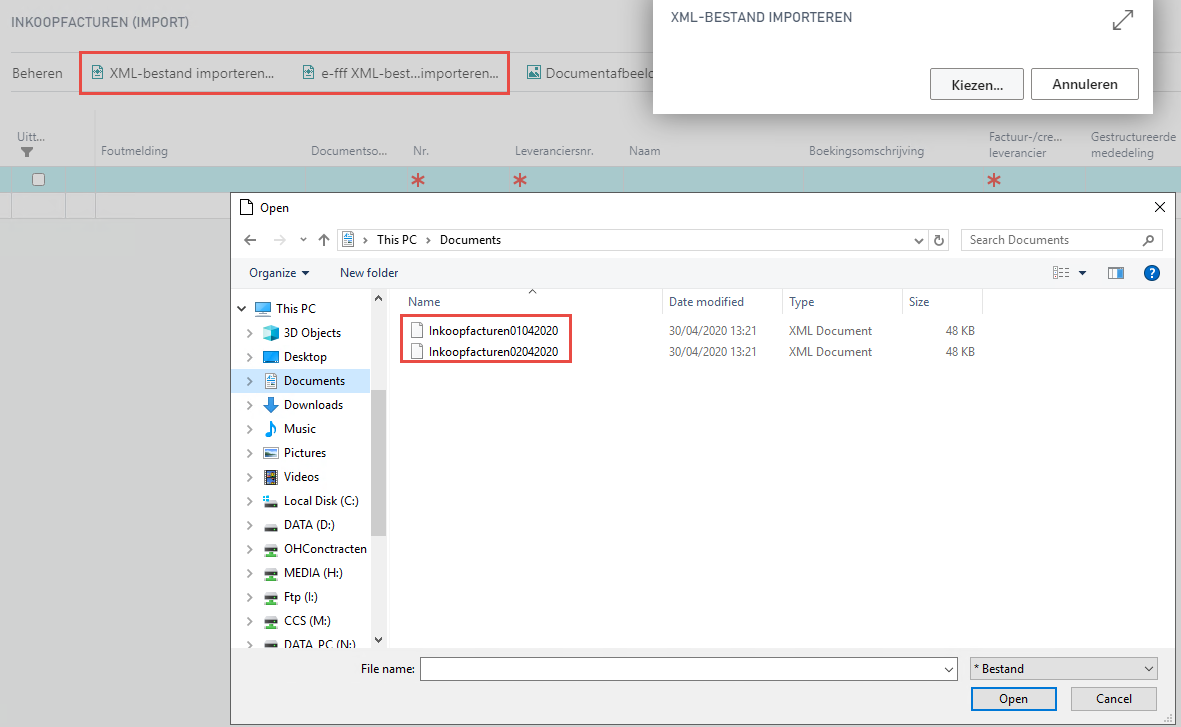 XML-bestand importeren