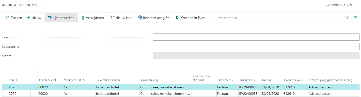 Manuele ingave inkomsten