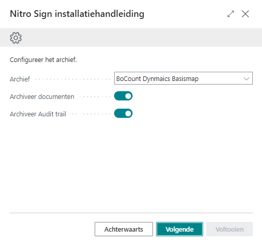 BoCount Dynamics Nitro Sign instellingen