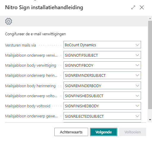BoCount Dynamics Nitro Sign instellingen